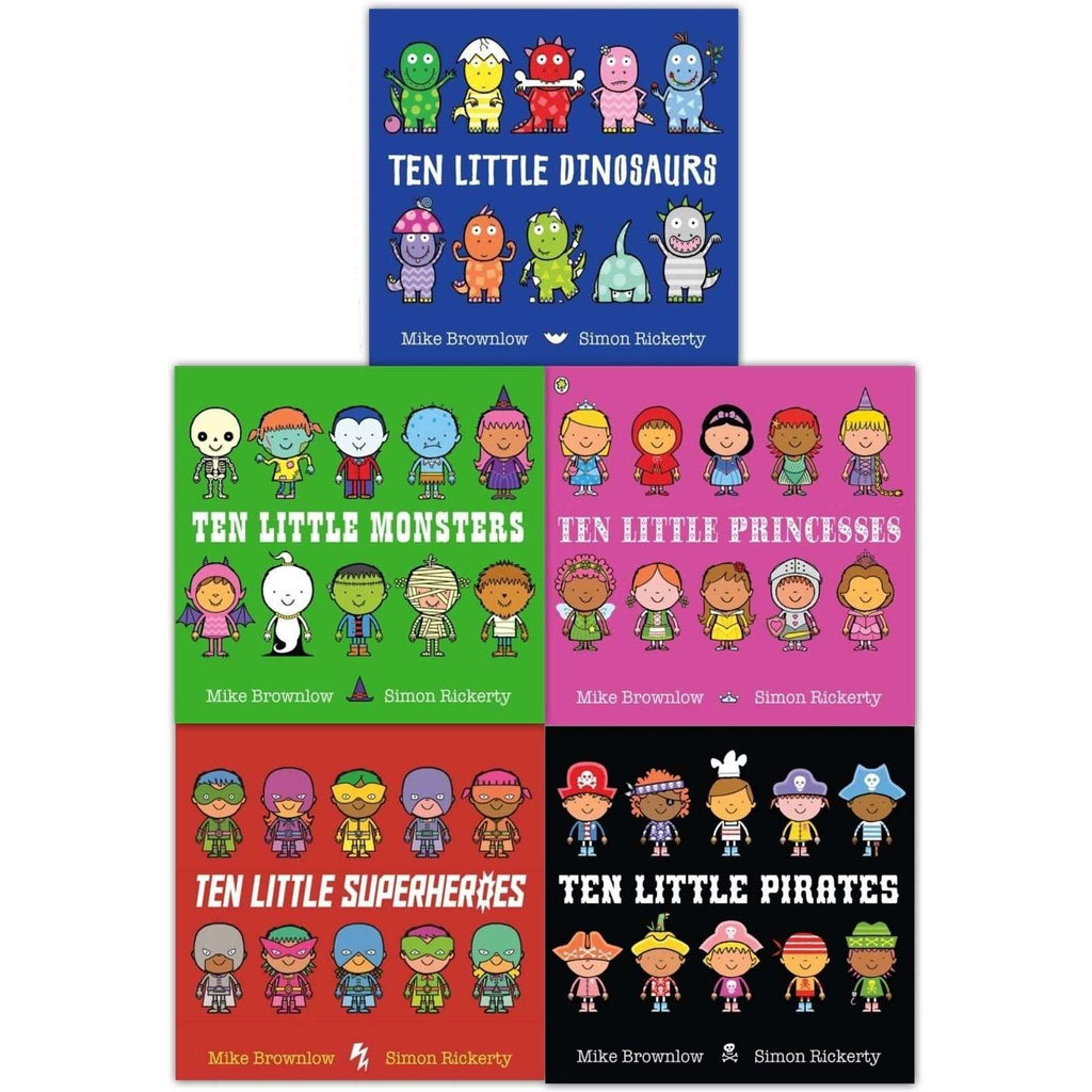 Ten Little Series Collection 5 Books Set Superheroes, Dinosaurs, Monst ...